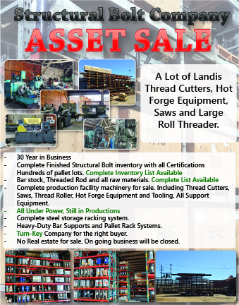 Used and New Fastener Machinery, Wire Machinery and Packaging Equipment